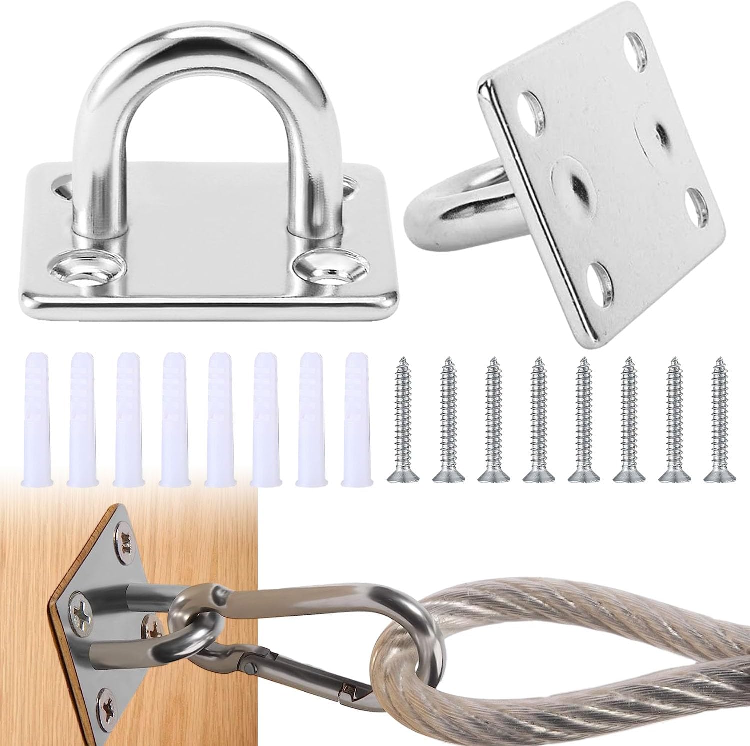 Devenirriche 2 Pcs M6 Pad Eye Plate, Stainless Steel Marine Hardware ...