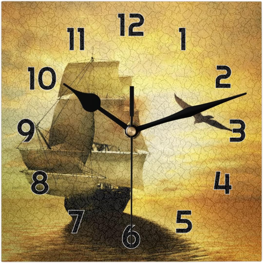 Amazon.com: DXTKWL Ocean Sea Seagull Wall Clock Silent Non Ticking 12 ...