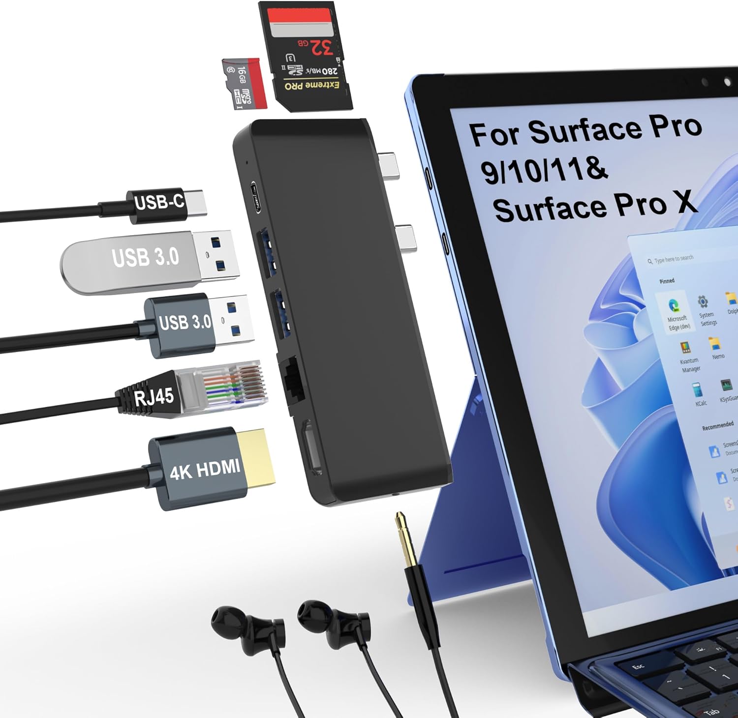 Amazon.com: Surface Pro 9 10 11 Docking Station with 4K HDMI, USB-C ...