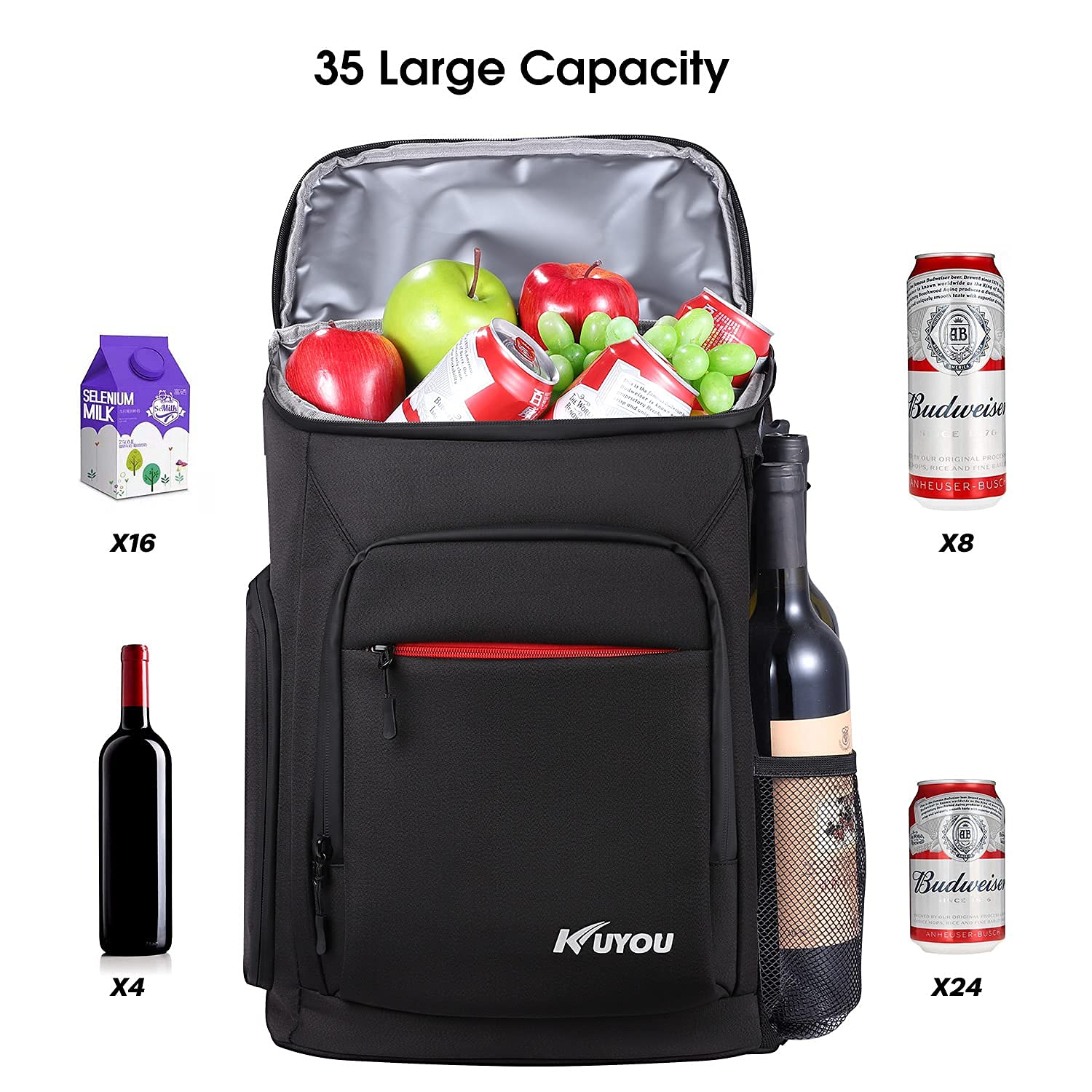 Cooler Backpack 35 Cans Leakproof Insulated Ice Backpack with Picnic ...