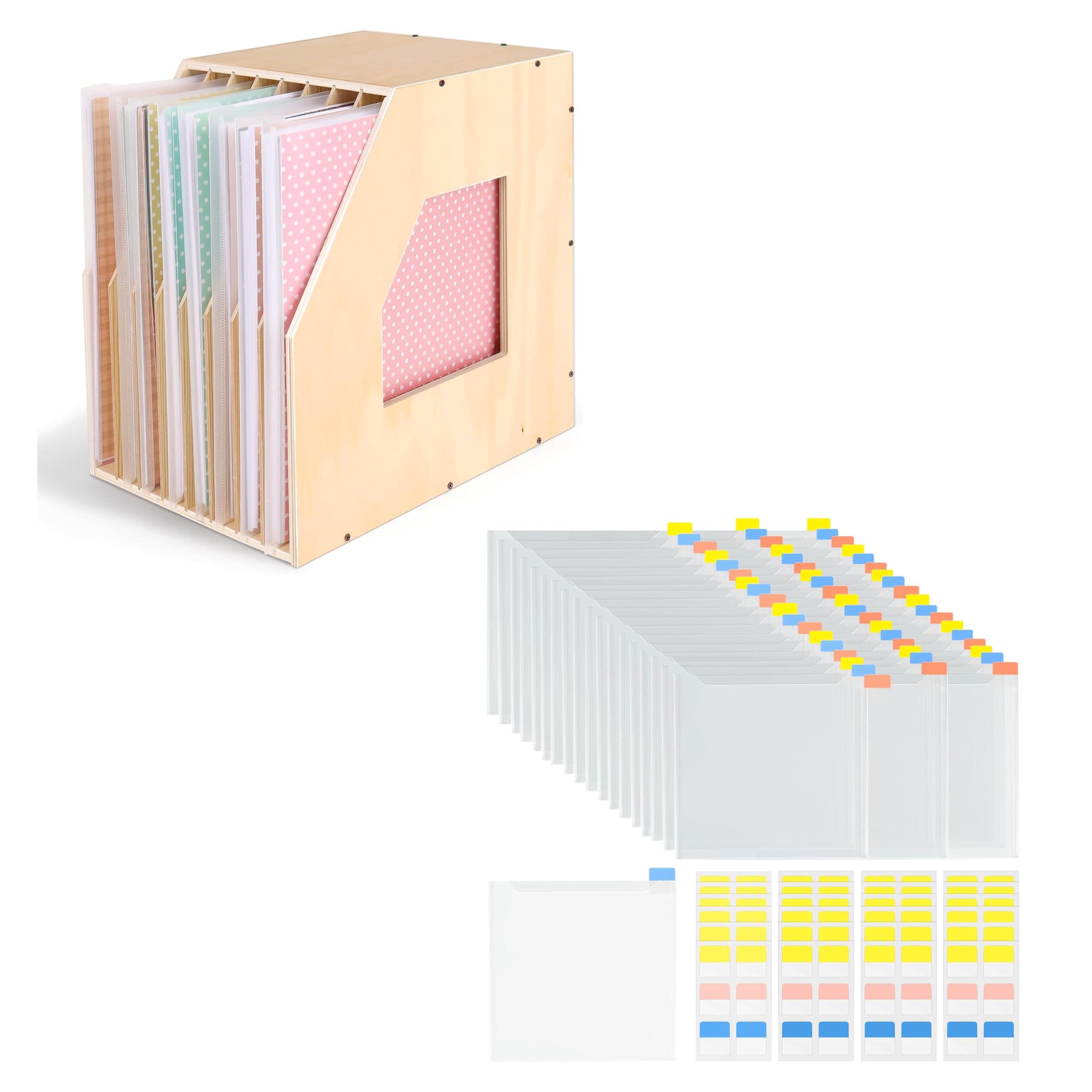 Amazon.com: Caydo Wood Paper Storage Organizer, Slope Design Paper ...