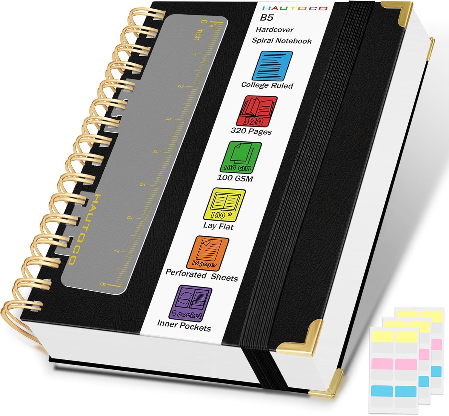 HAUTOCO B5 Spiral Notebook, Wirebound Notebooks with 320 Pages/160 ...