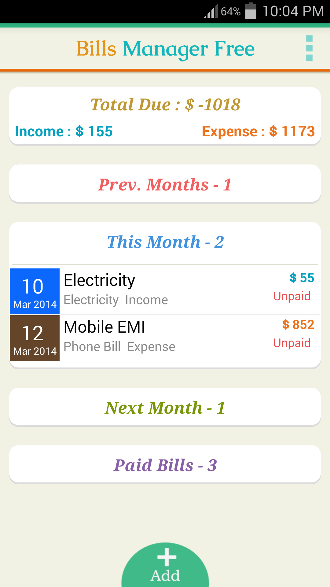 Bills Manager Free - App on Amazon Appstore