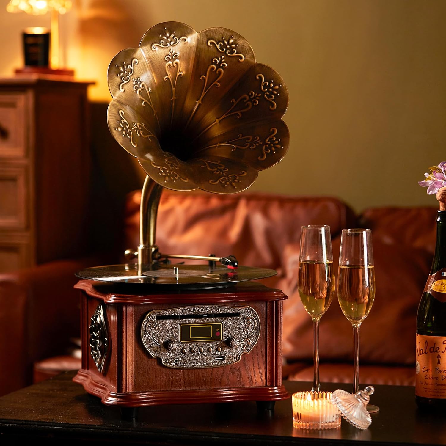 Wooden Phonograph Gramophone Turntable with CD, FM, Nepal | Ubuy