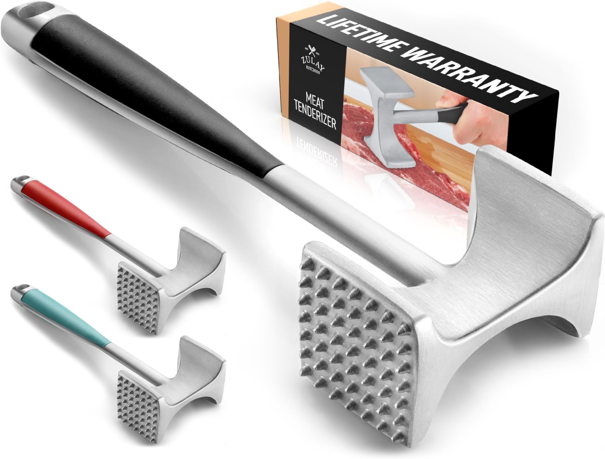 Amazon.com: Zulay Meat Tenderizer Hammer (10") - Dual-Sided Meat Mallet ...