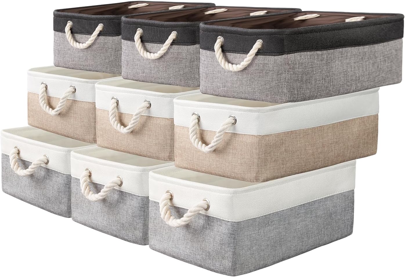 Amazon.com: SAMORADREA 8 Pack Storage Basket Bins - Fabric Basket Bulk ...