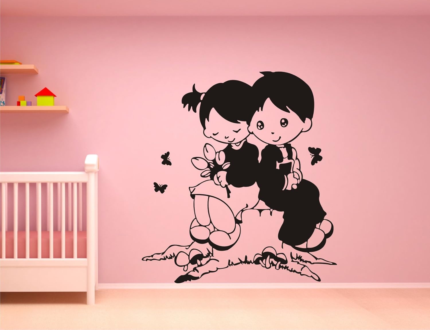 Love boy Girl Wall Decal and Sticker Size(64 * 59) cm : Amazon.in: Home ...