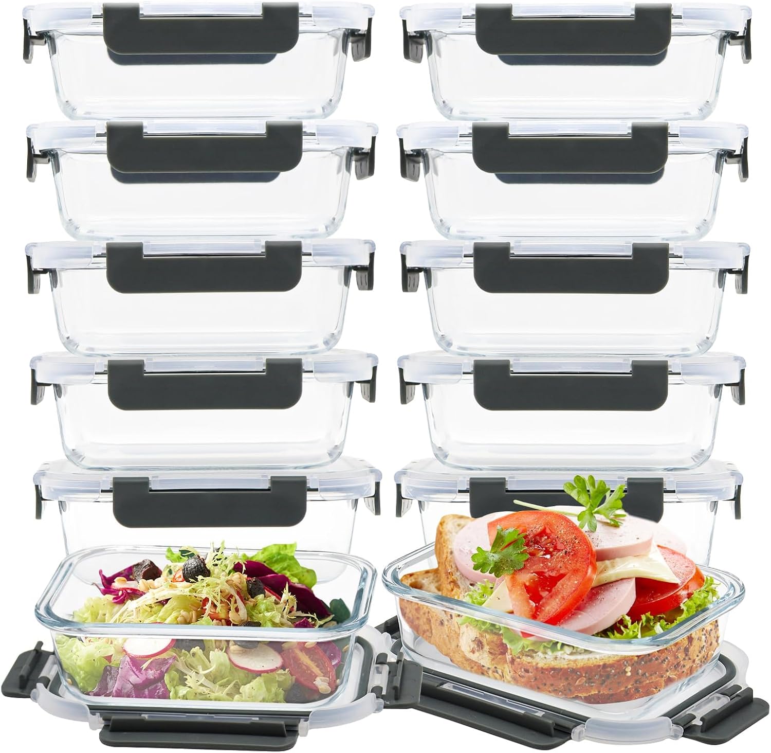 Amazon.com: GULFLIN Glass Meal Prep Containers 12-Pack, 22oz Glass Food ...