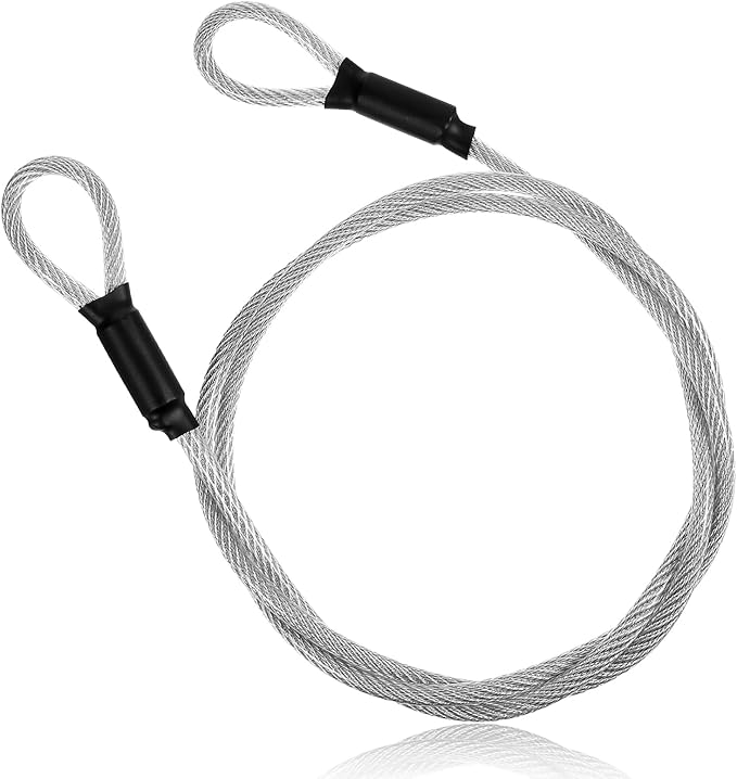 4FT 5mm Stainless Steel Cable Double Loops Cable Lock Flexible Luggage ...
