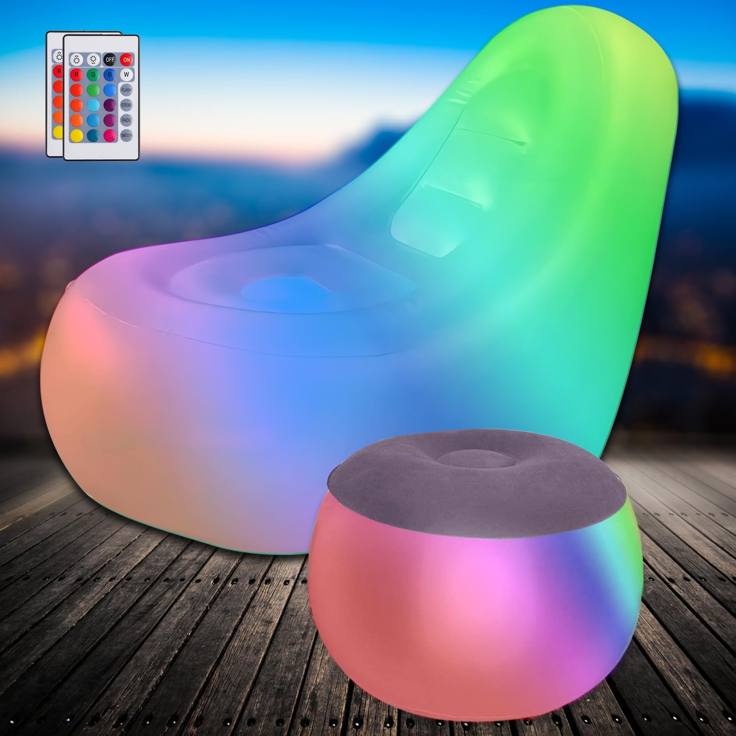 Amazon.com: Ccinnoe LED Light Air Sofa with Ottoman, Indoor/Outdoor LED ...