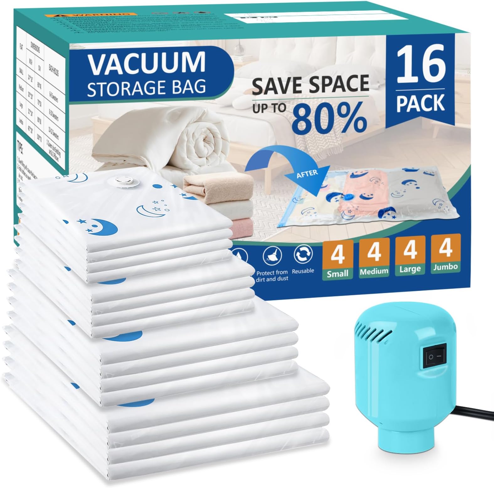 Amazon.com: Space Saver Vacuum Storage Bags, Vacuum Storage Bags With ...