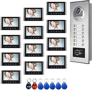 7" WiFi Video Intercom For 2~12 Apartments Door Control System Smart ...