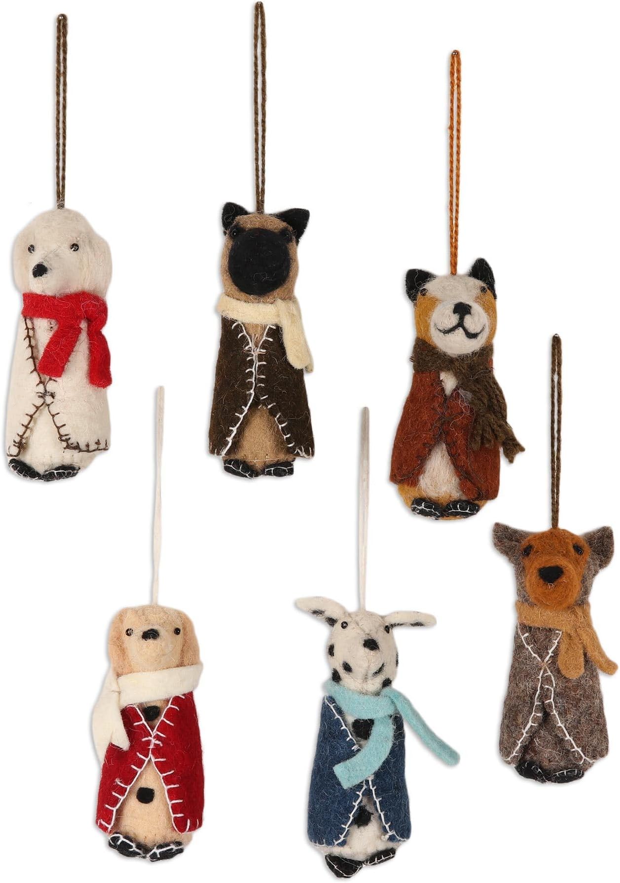 Amazon.com: Juegoal Christmas Felt Dogs Ornaments Set of 4, Xmas Wool ...