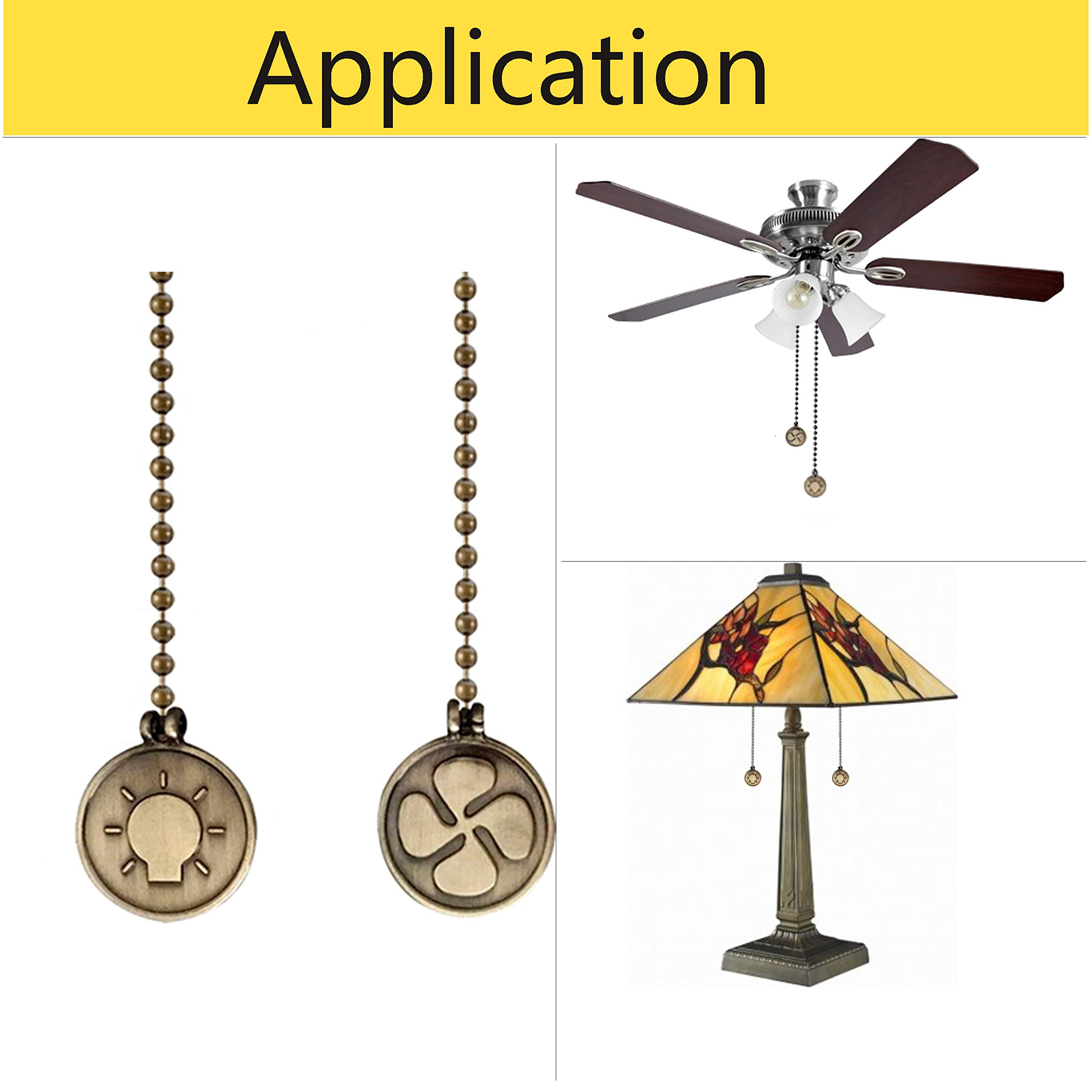 Fan Chains Extensions Ceiling Fan Pull Chain, 2pcs 3mm Diameter Beaded ...