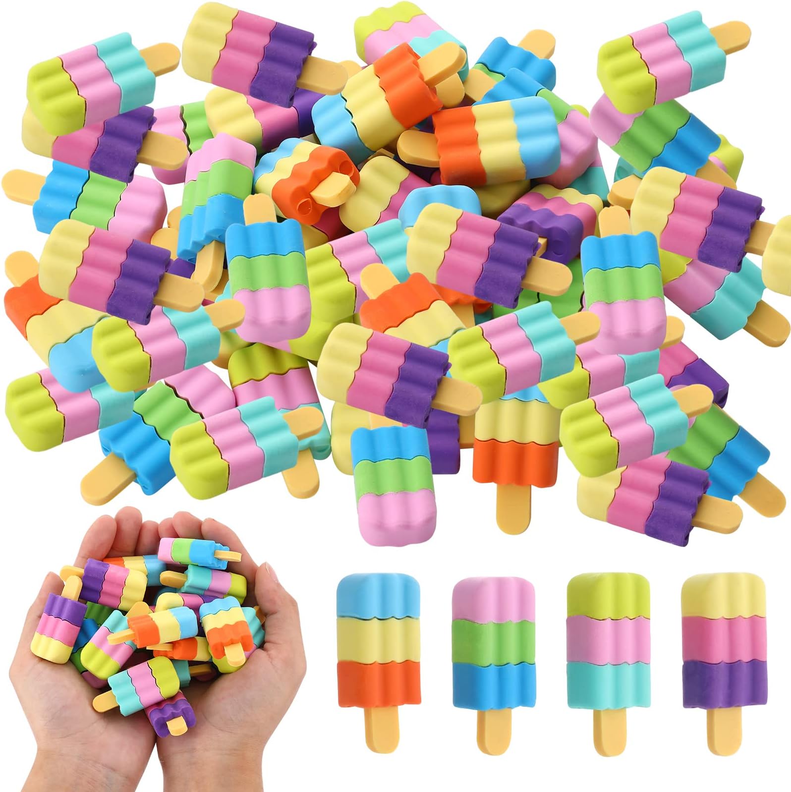 Amazon.com : Mini Ice Cream and Frozen Treat Pencil Erasers 48pcs ...