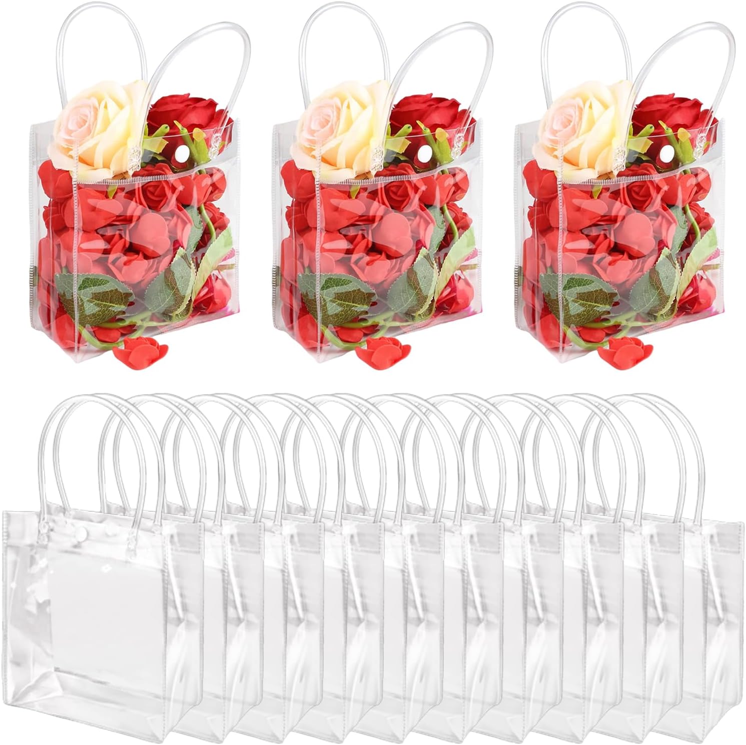 Amazon.com: Riiriou Clear Plastic Gift Bags Handle Clear Gift Bags ...