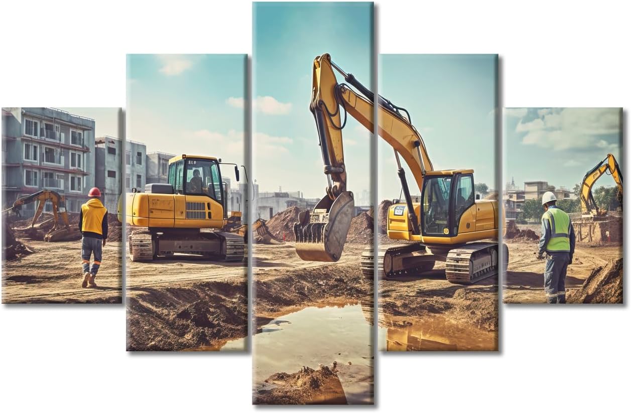 Amazon.com: Wall Art for Living Room Workers Operating Machinery Canvas ...