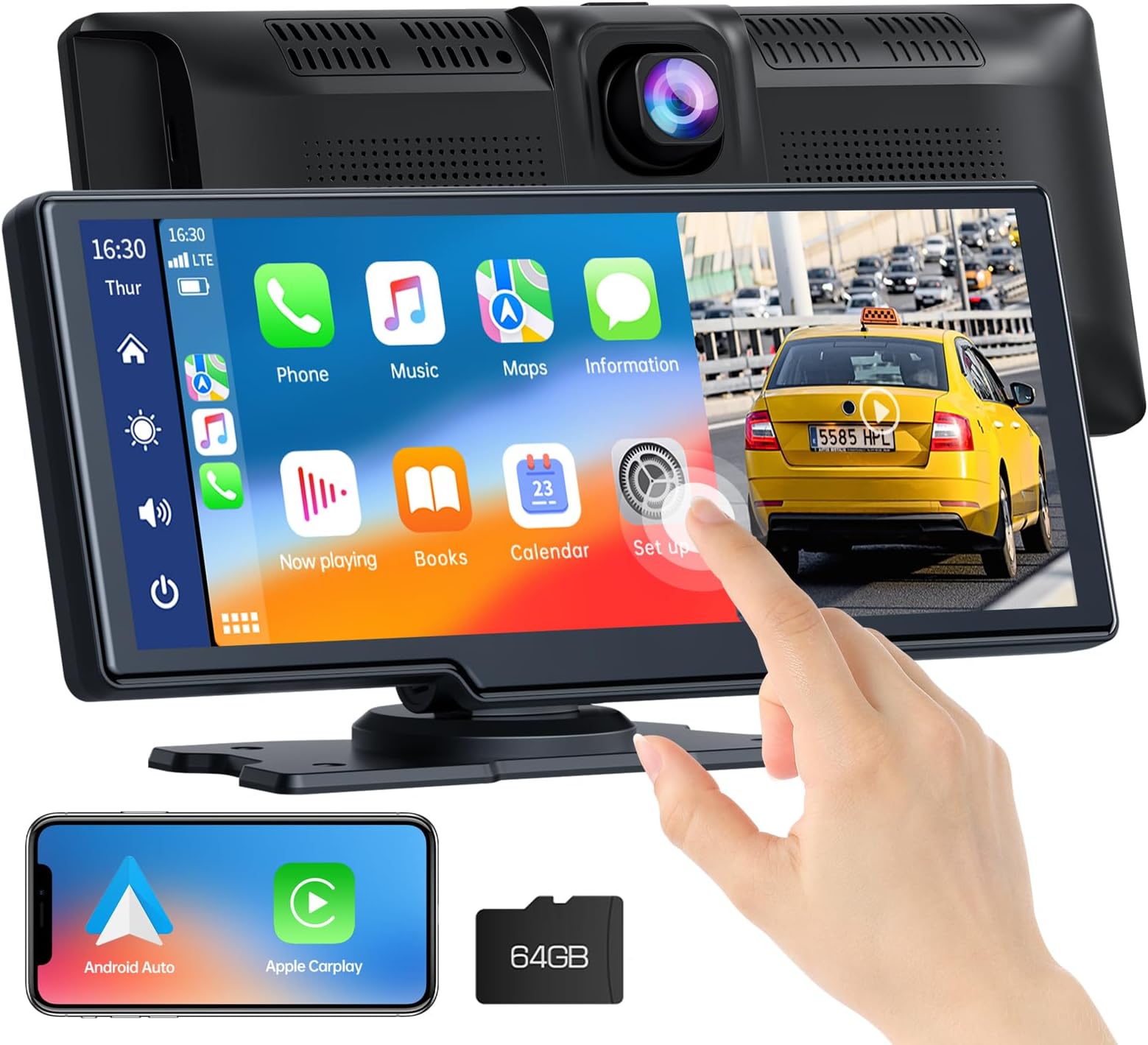 Amazon.com: LAMTTO Wireless Carplay & Android Auto with Front 2K Dash ...