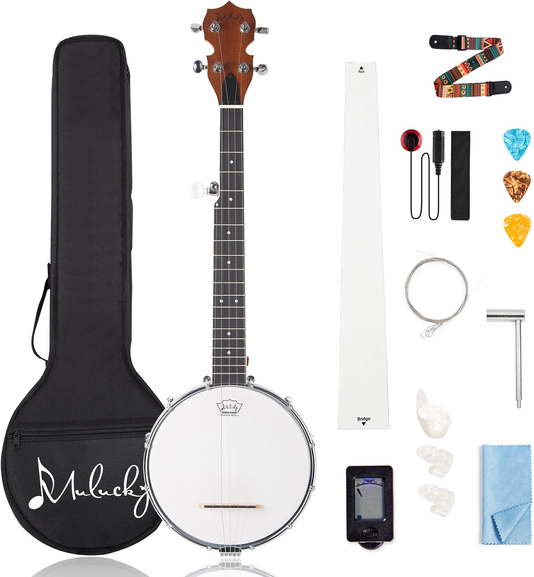 Amazon.com: 5 String Banjo Mini - Mulucky 26 Inch Travel Banjo Sapele ...