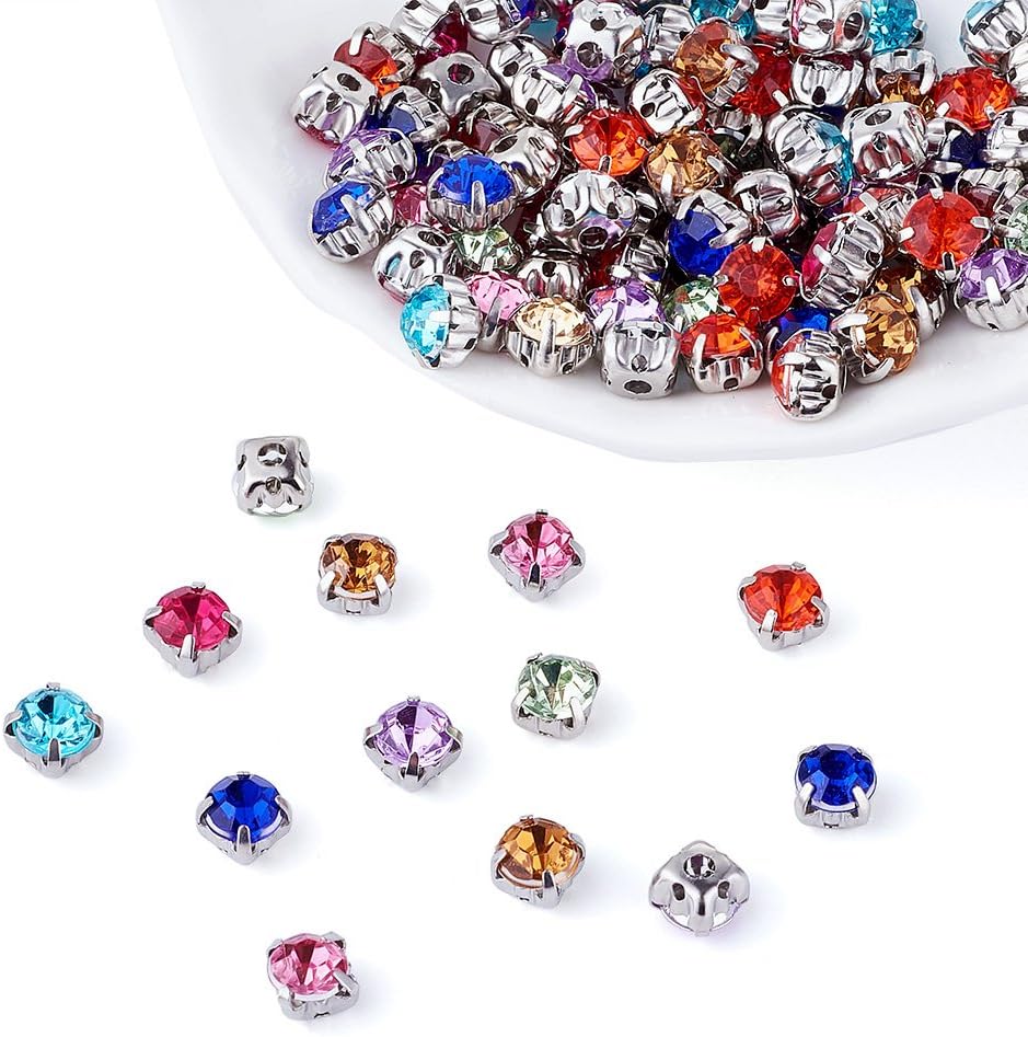 Amazon.com: Pandahall 100pcs Rose Montee Beads Five-Holes Mixed Color ...