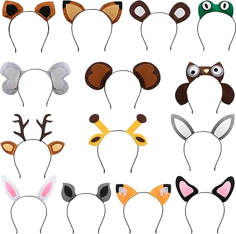 Amazon.com: Haconba 14 Pieces Jungle Animal Headbands Safari Zoo Animal ...