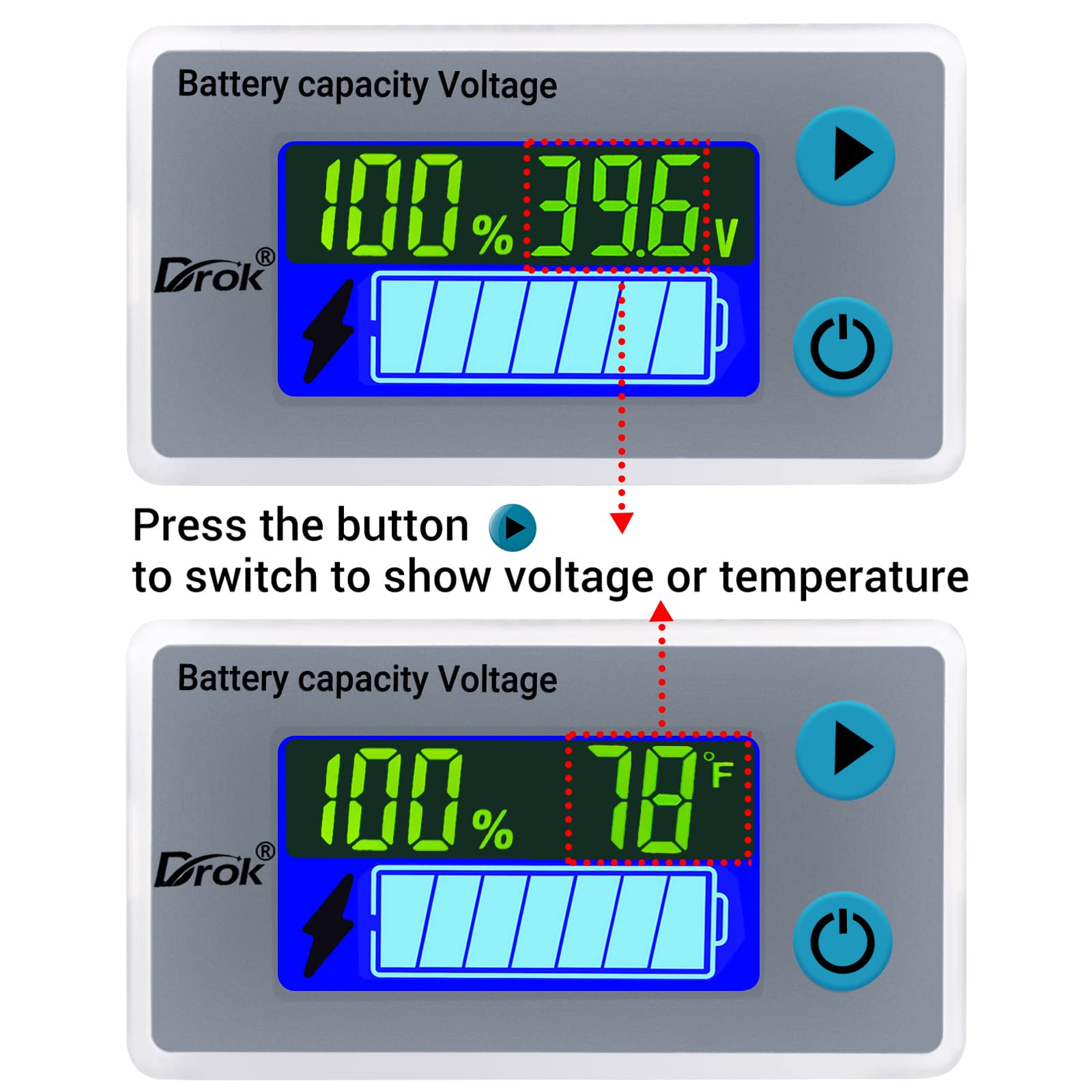 Snapklik.com : 36V Lithium Golf Cart Battery Meter - Digital 10-100V ...