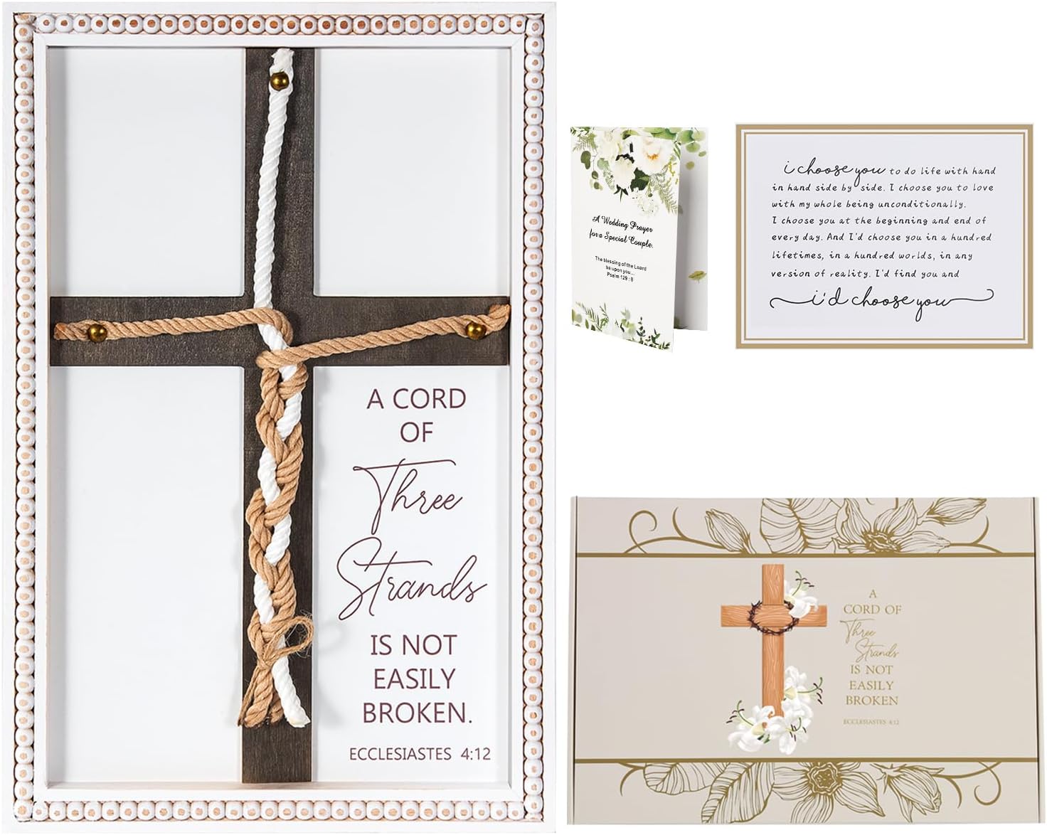 Amazon.com: A Cord Of Three Strands Unity Wedding Cross Signs for ...