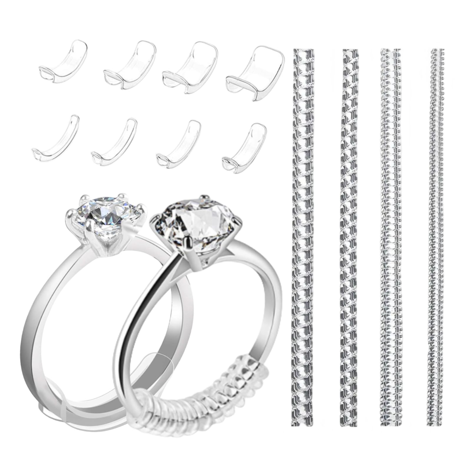 Amazon | [KALOLINNA] 指輪 サイズ調節 2種類のデザイン 12枚セット リングテープアジャスター 透明 美しいデザイン 目に見えない リングストッパー 着脱簡単 快適な感触 ...