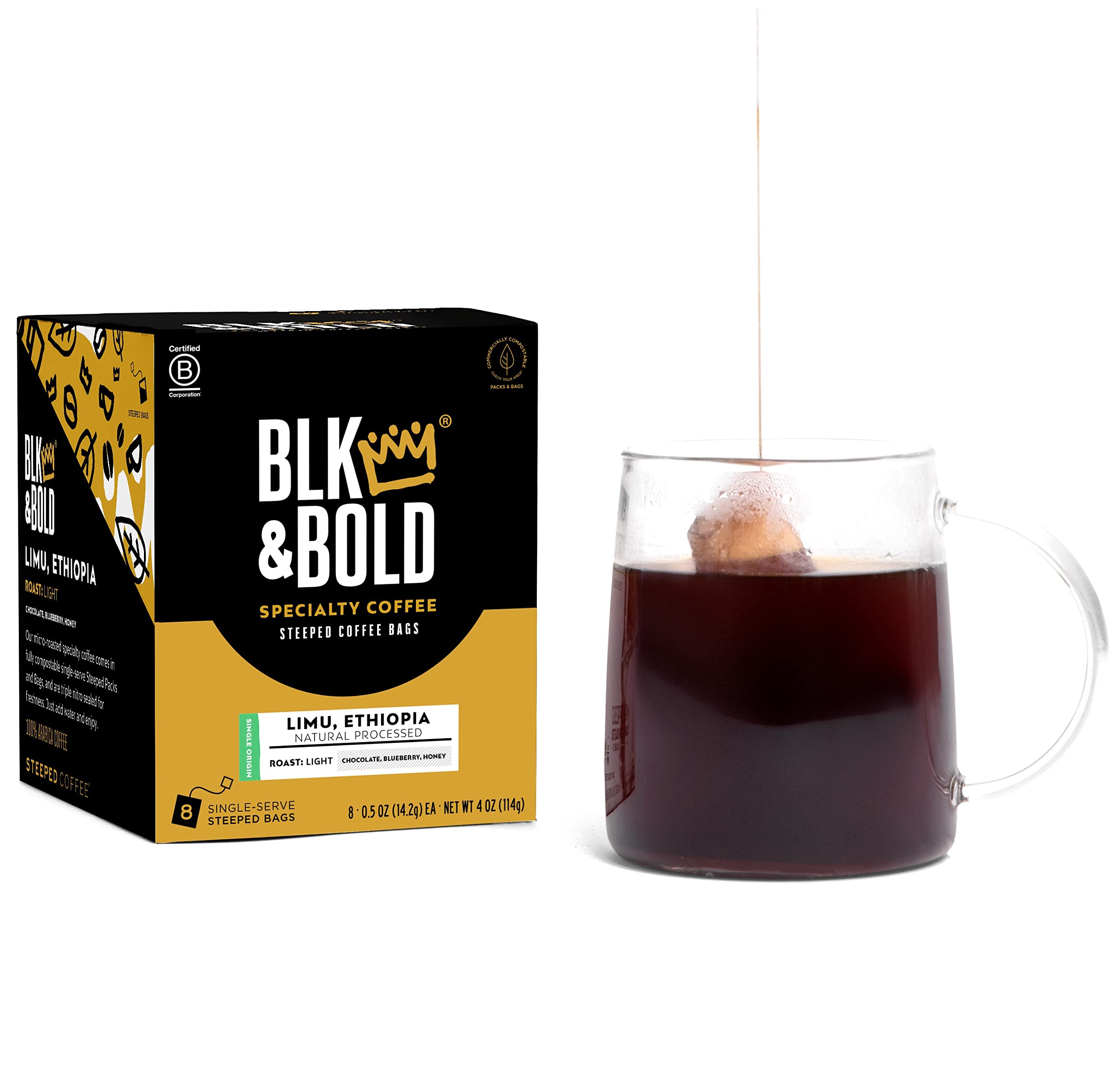 Amazon.com: BLK & BOLD Organic Single Serve Coffee Tea Bags - Ethically ...