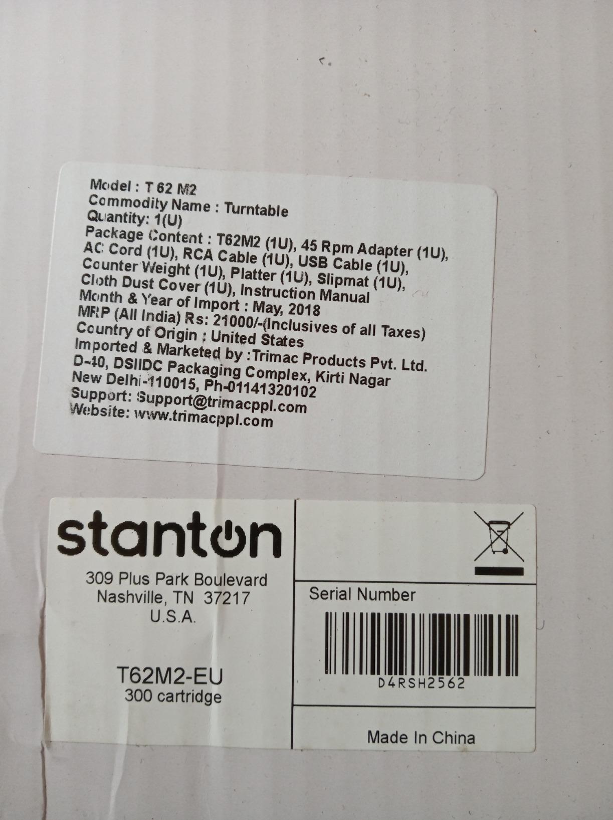 Stanton Stanton T.62 Direct-Drive Straight-Arm Turntable w/300 ...