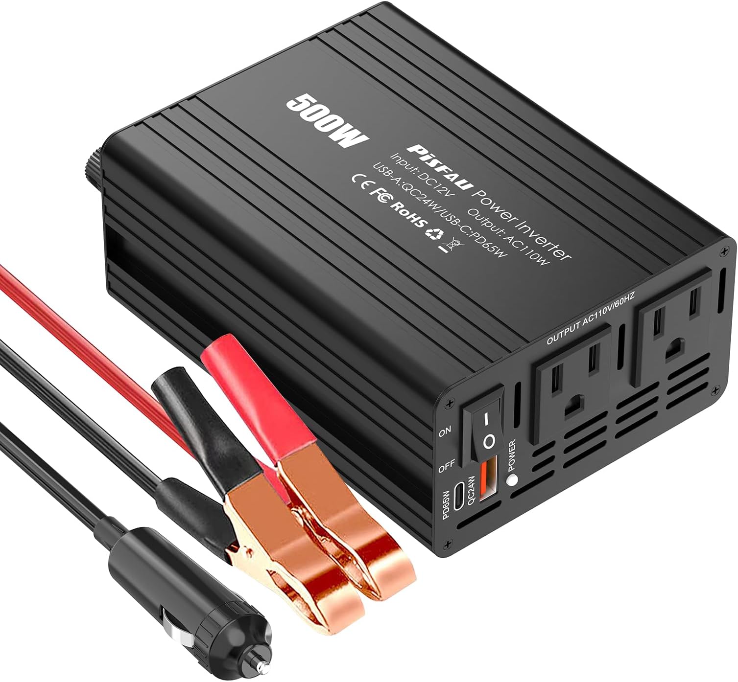 Amazon.com: NAOEDEAH Car Power Inverter 12v to 110v 1000W/2000W(Peak ...