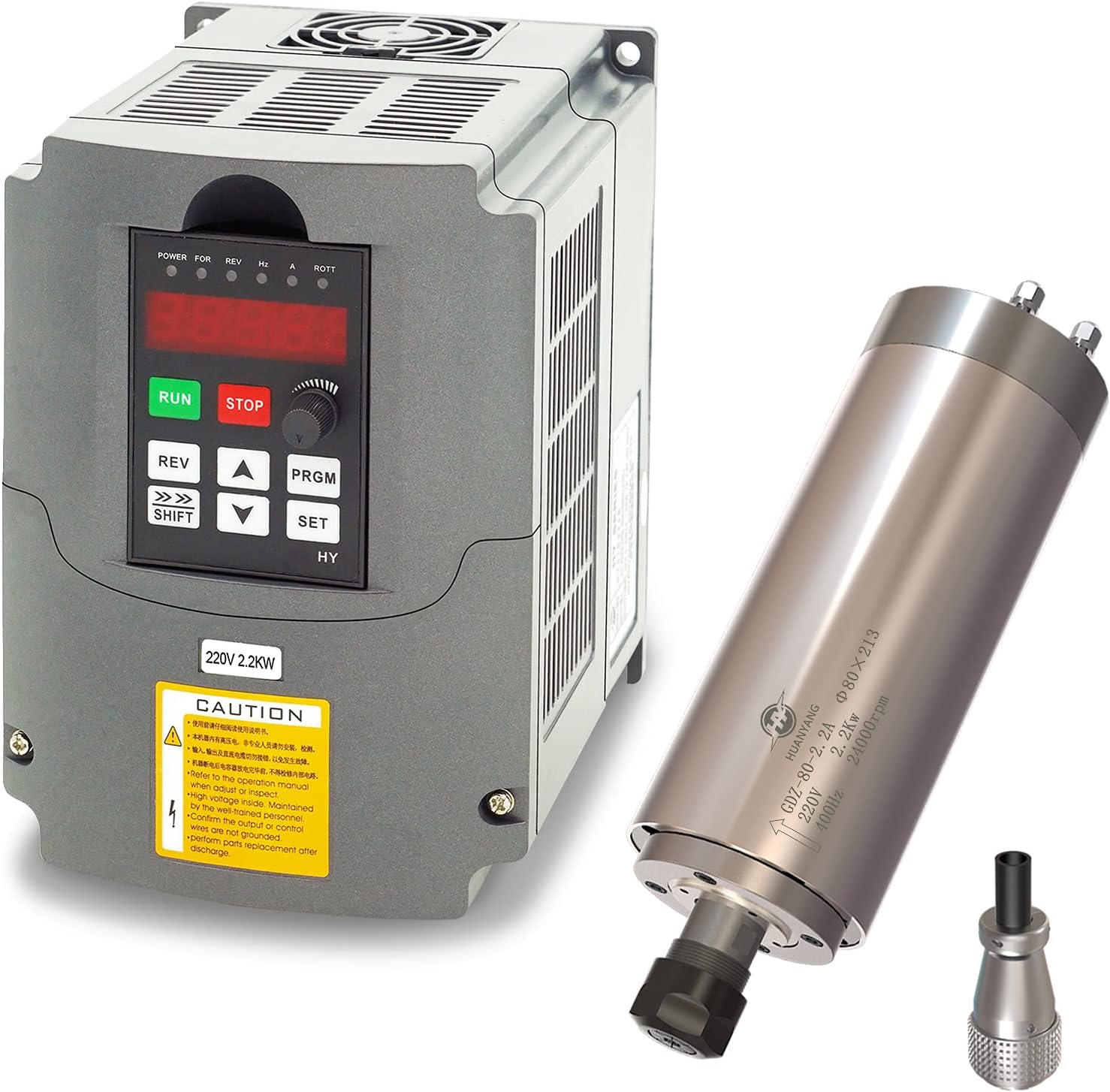 HY HUANYANG VFD Spindle Packge-220V-2.2KW : VFD for1 or 3Phase Input ...