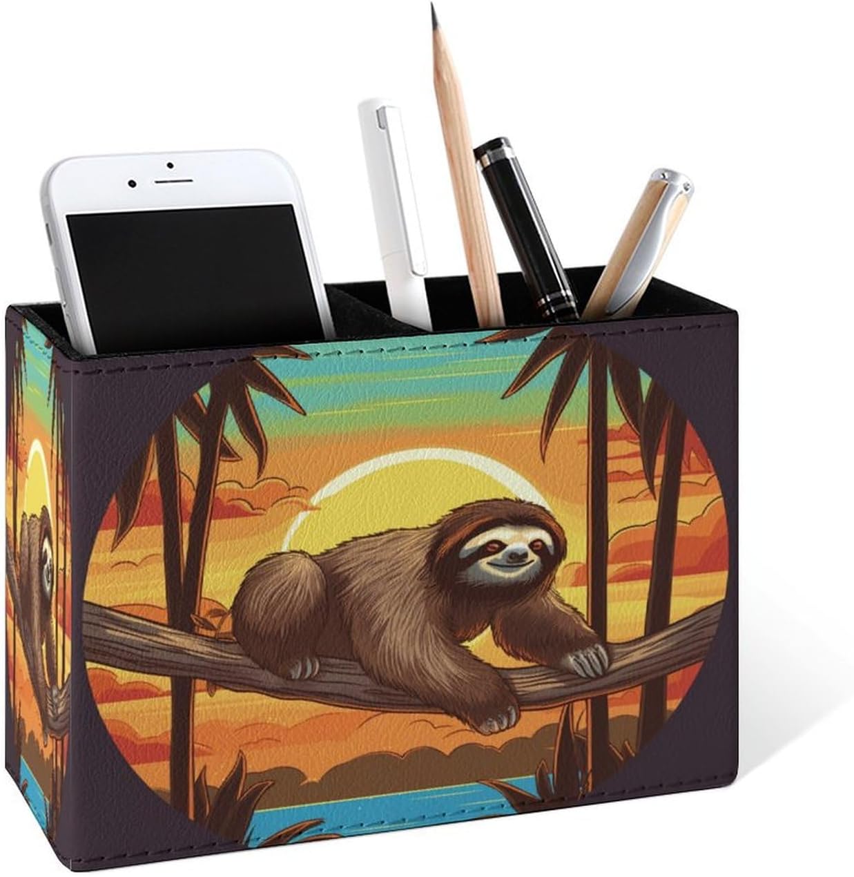 Amazon.com: Famame Funny Sloth Sunset Beach Pencil Holder for Desk ...