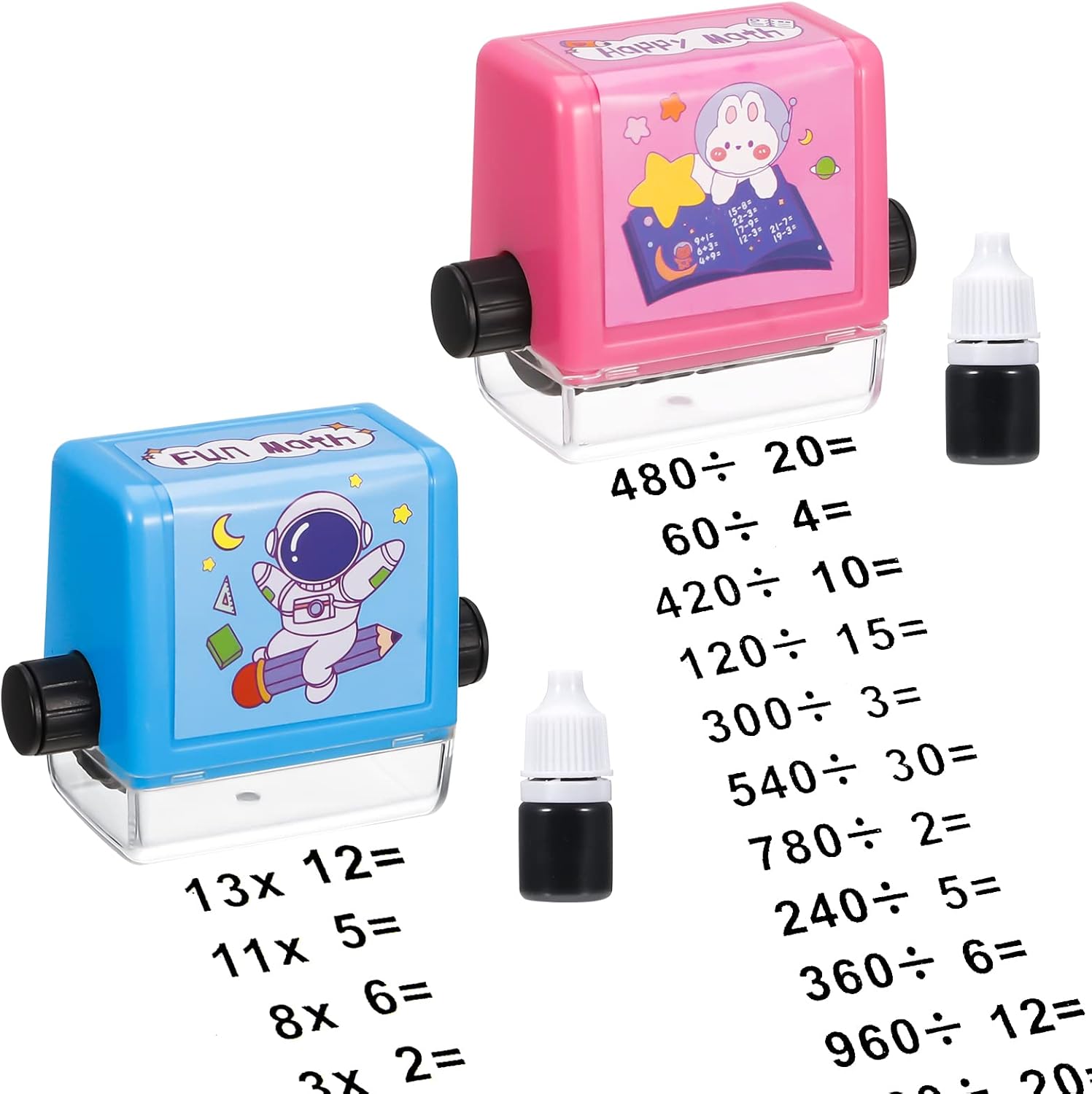 RosewineC 2 Pcs Roller Digital Teaching Stamp Multiplication and ...