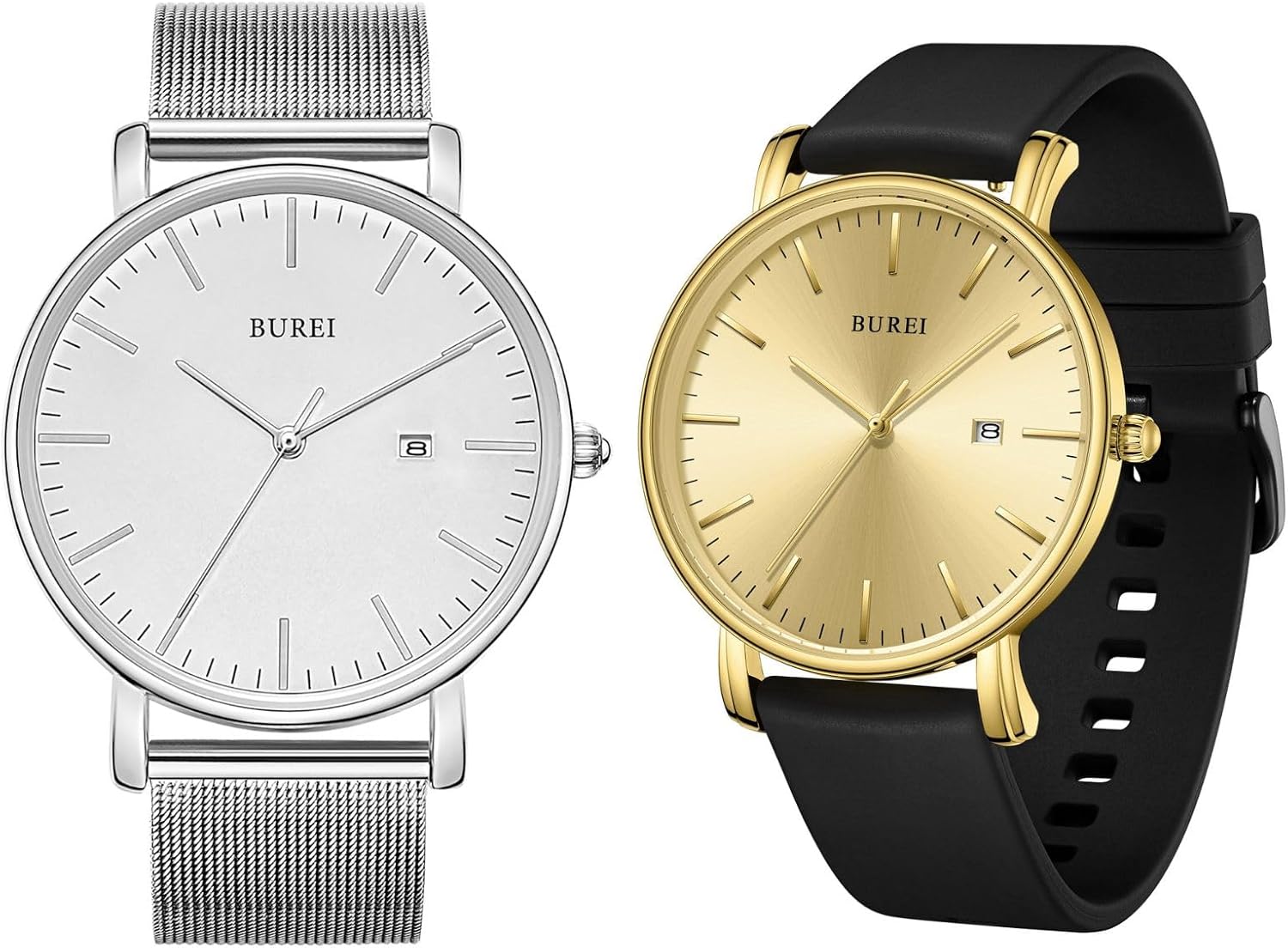Amazon.com: BUREI Two Men Watches Fashion Minimalist Waterproof Watches ...