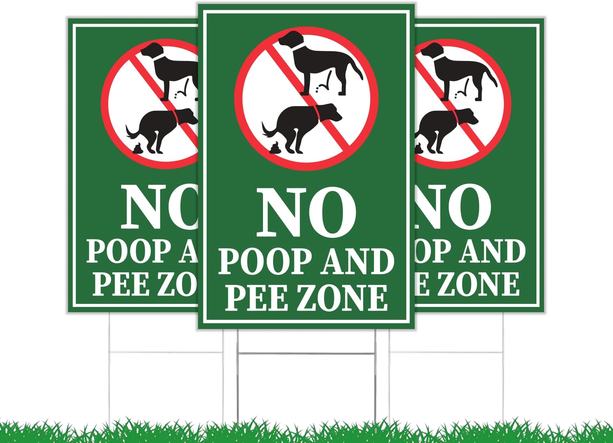 Amazon.com : Pack of 3 No Poop and Pee Zone Yard Signs with Stakes 12x8 ...
