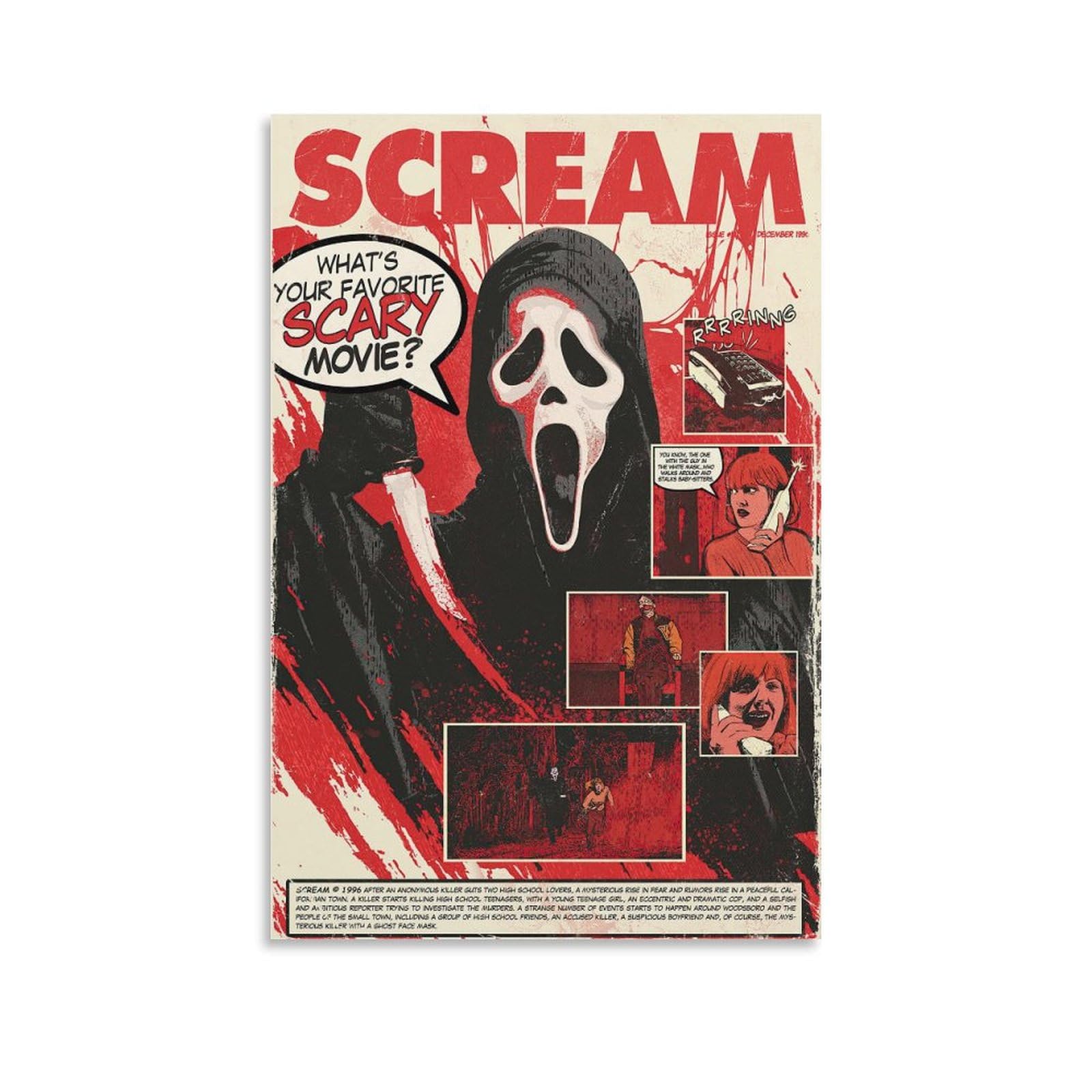 Amazon.com: scream Poster Unframe:12x18inch(30x45cm) Canvas Poster TV ...