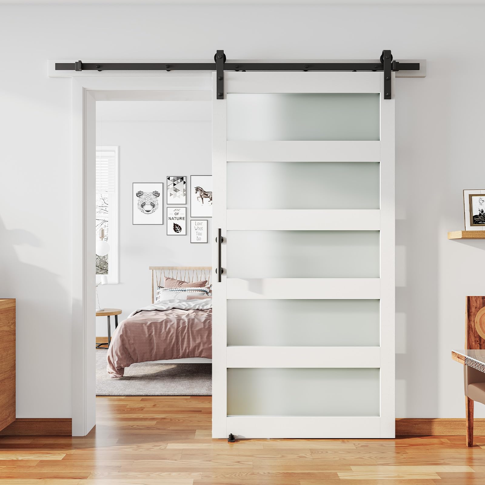 Snapklik.com : ALAMEDADT 42 X 80 Glass Barn Door And 7 Ft Hardware Kit ...