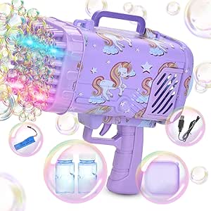Amazon.com: Cartoon Bubble Gun Toys, 68 Holes Bubble Rocket Toys ...