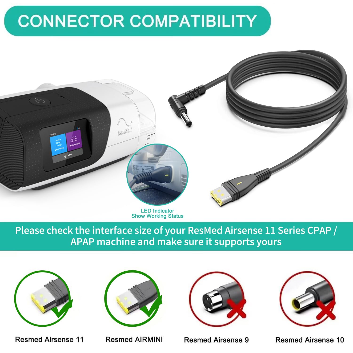 Snapklik.com : HKY 24V DC Cable For All Resmed AirSense/AirCurve 11 ...