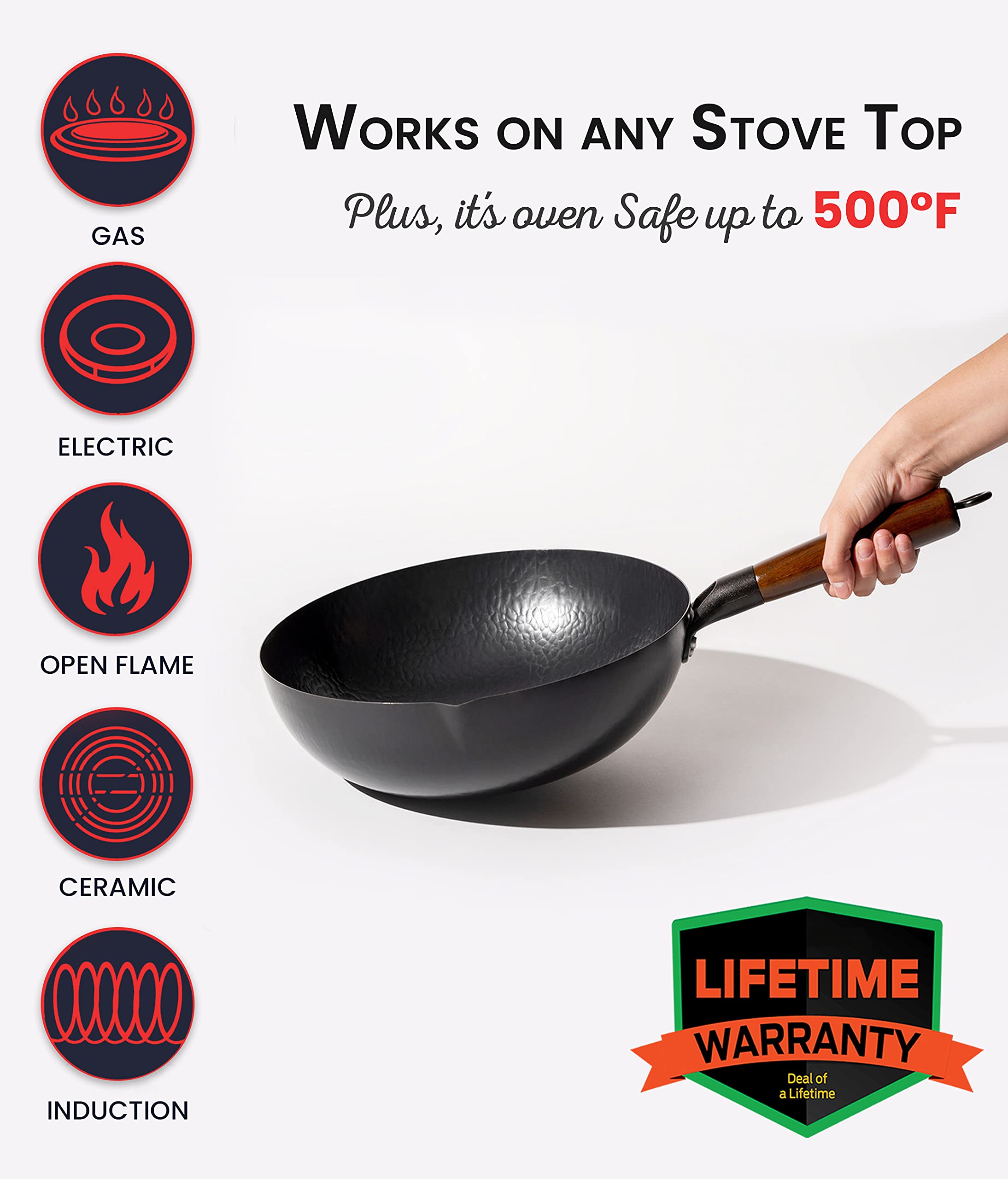 Gold Dragon Heritage Edition Carbon Steel Wok Pan with Lid | 12.5 ...