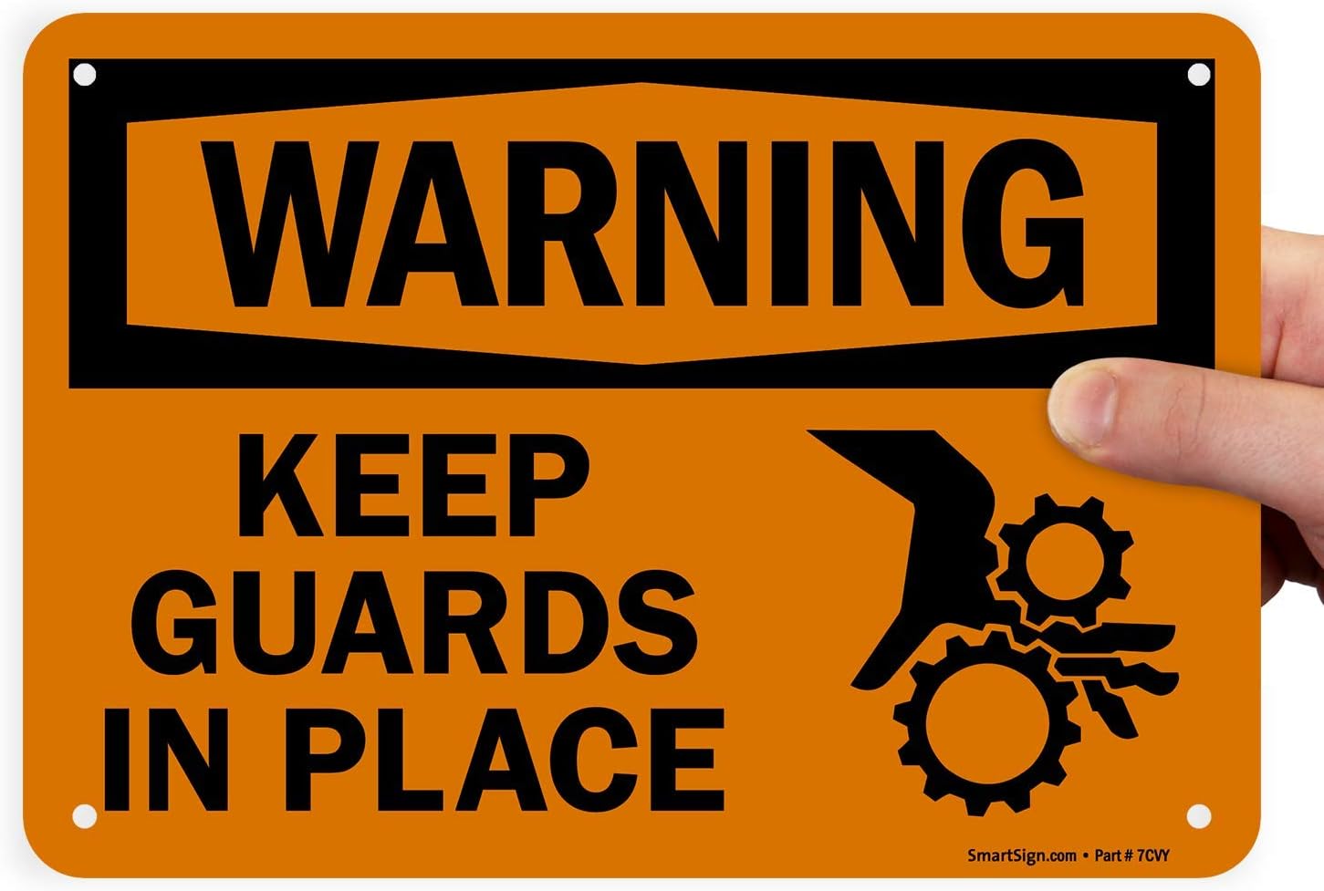 SmartSign 7 x 10 inch “Warning - Keep Guards In Place” OSHA Sign ...