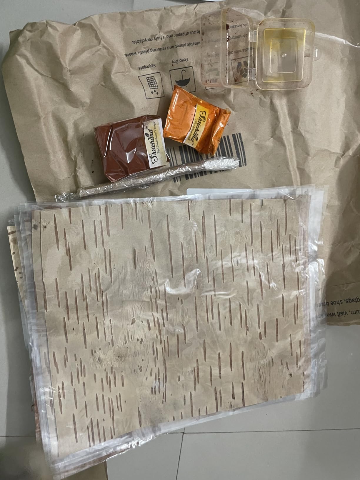 Shrichand Bhojpatra(Pack of 10)(6.5*8inch) with anar kalam, astgandh ...