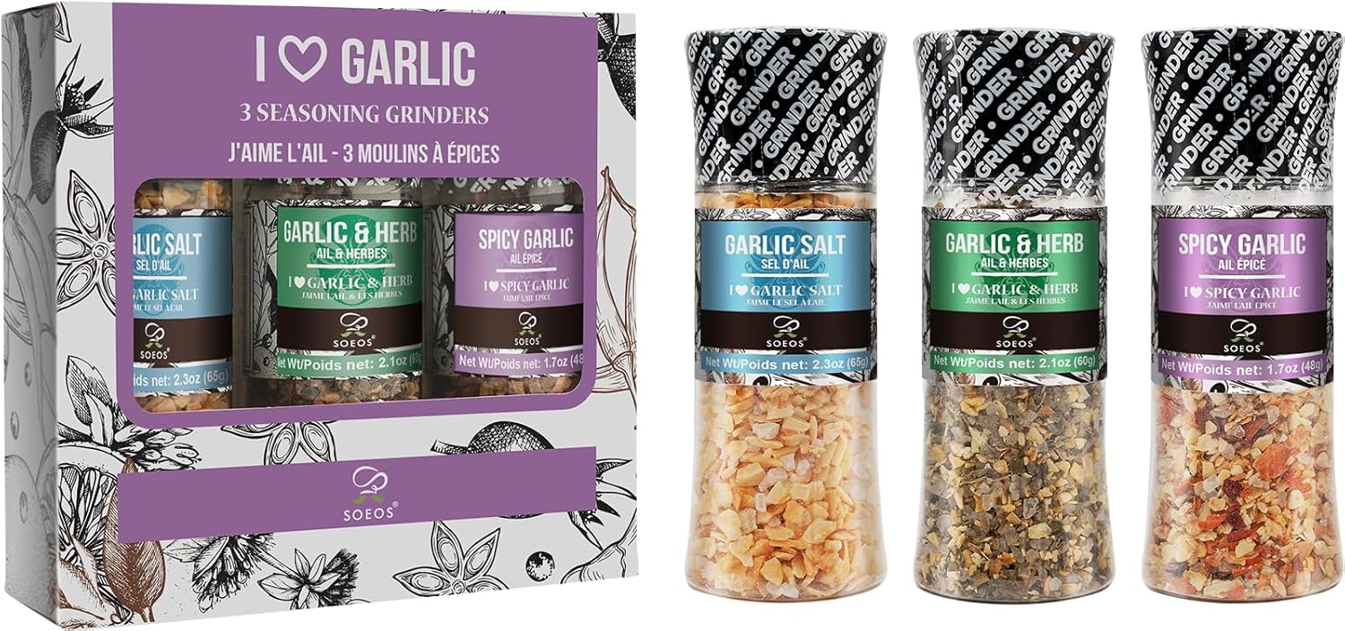 Amazon.com : Soeos Spice Seasoning Set of 3 with Integrated Grinders ...