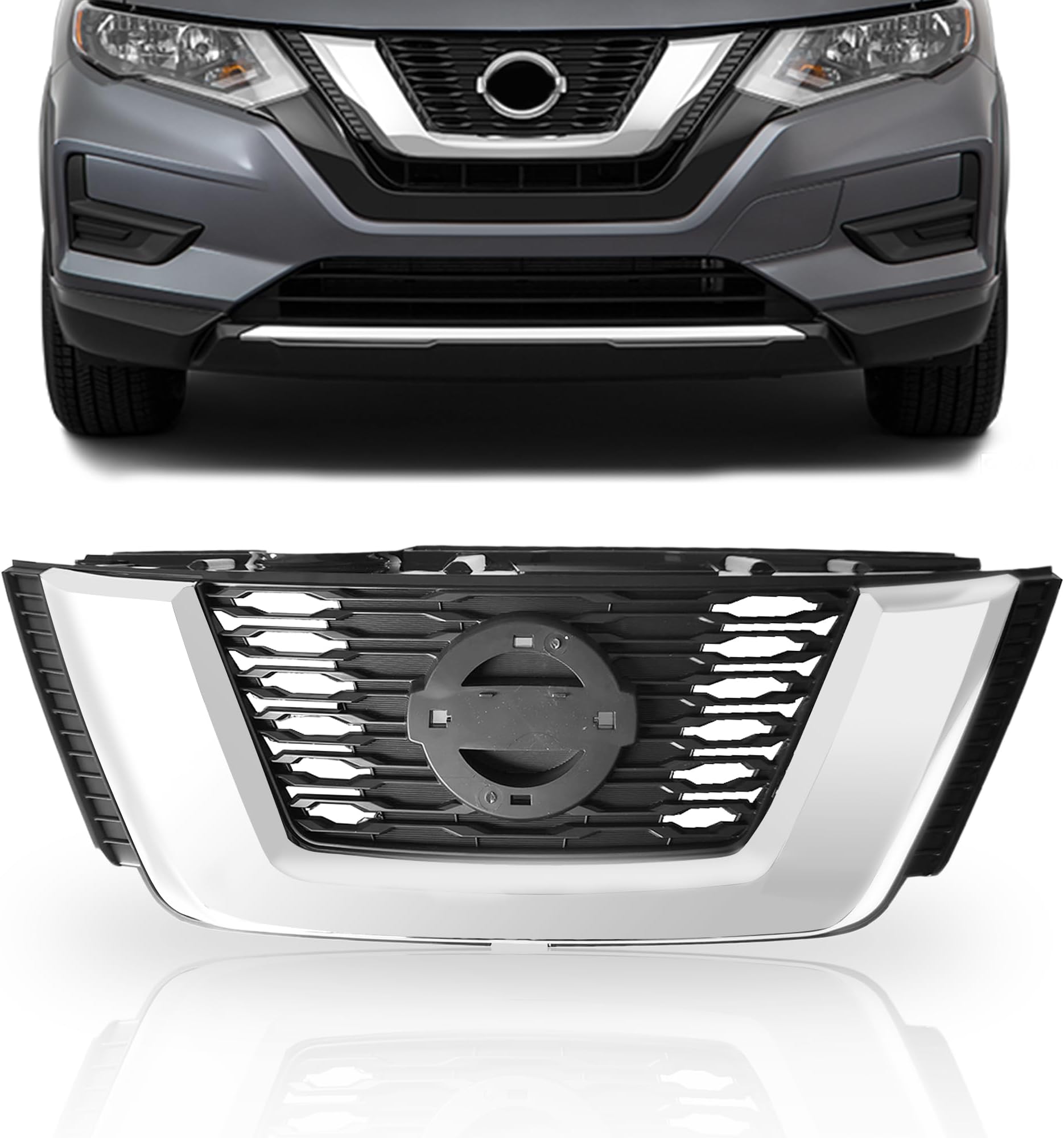 Amazon.com: PartsFlow Front Bumper Grille Black W/Chrome Grill For 2017 ...