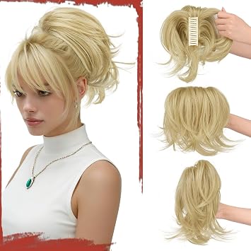 Sofeiyan Extensions de cheveux synthétiques raides à clipser pour queue ...