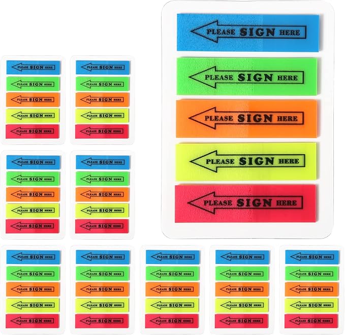 1000pcs Please Sign Here Tabs, Reusable Arrow Flag Tabs Colored Tabs ...