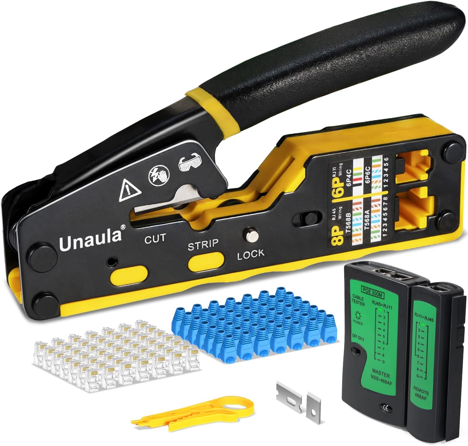 RJ45 Crimp Tool Kit, Ethernet Pass Through Crimper, Network Tool Kit ...