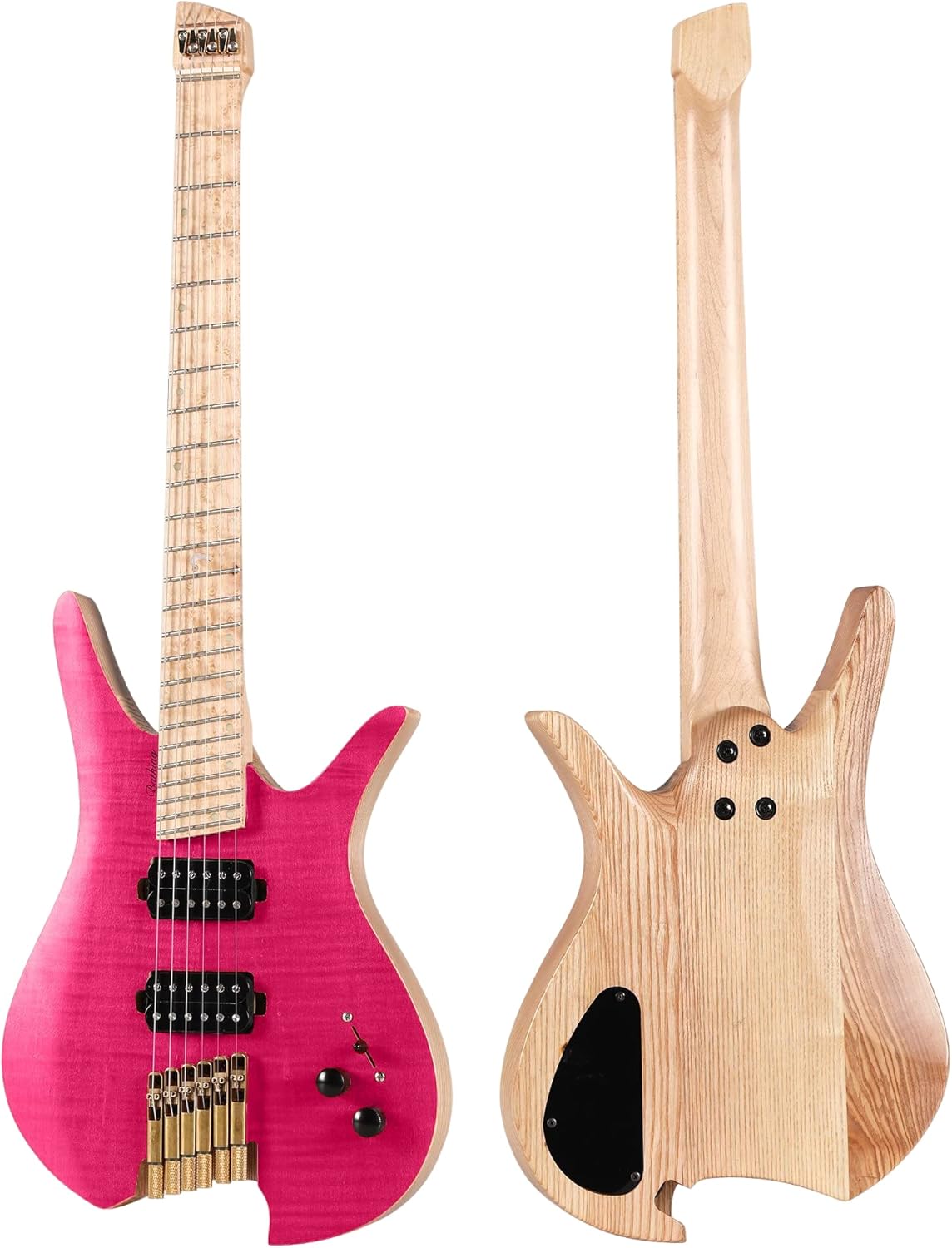 Amazon.com: Batking Headless Electric Guitar, 6 String Fanned Fret ...