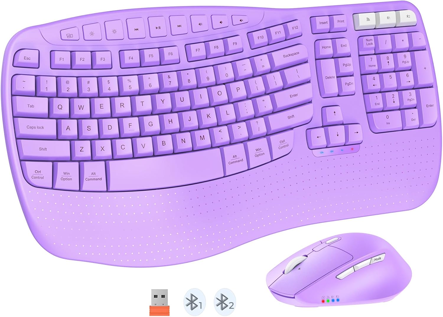 Amazon.com: MEETION Wave Ergonomic Keyboard and Mouse Wireless, USB ...